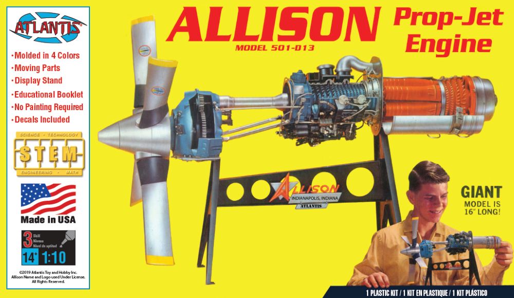 1/10 Allison 501-D13 Prop-Jet Engine w/Moving Parts & Stand (formerly ...